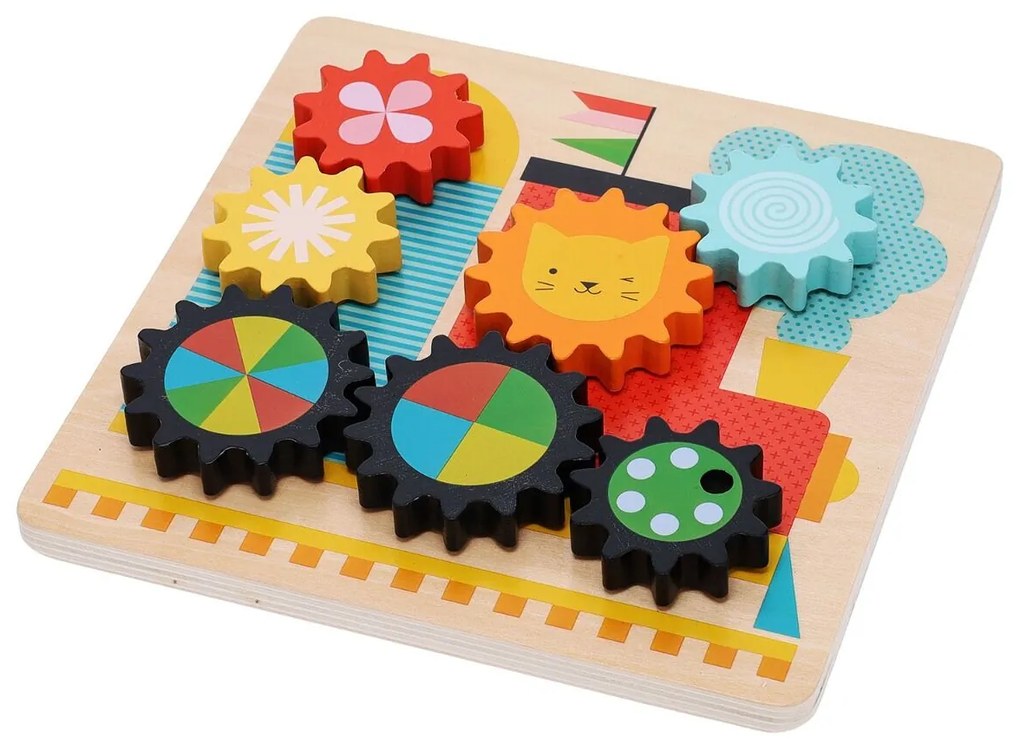 Petit Collage Puzzle ozubená kolečka vláček