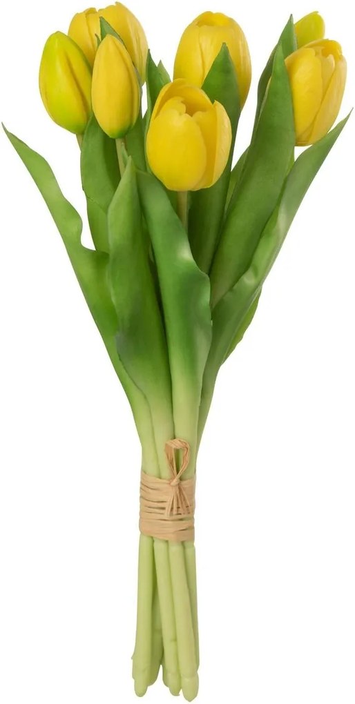 Kytice 7ks žlutých realistických tulipánů - 31cm