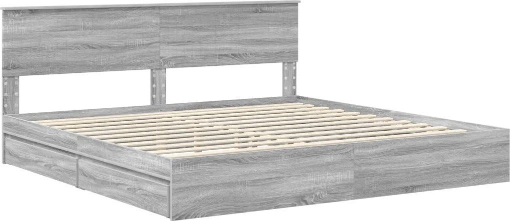 Postel s úložným prostorem se zásuvkou Šedá Sonoma 200 x 200 cm 3410768