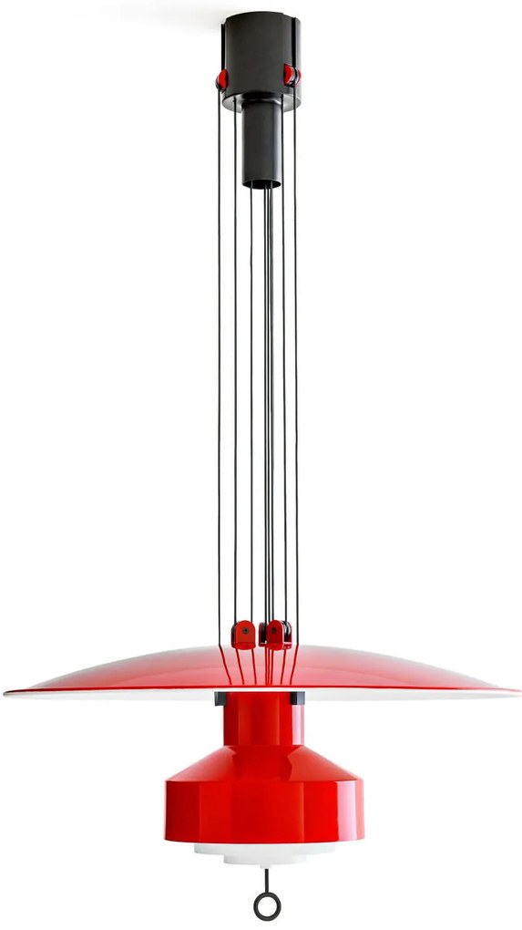 Stilnovo 9310 Saliscendi, červené stahovací LED svítidlo, 33W LED 2700K stmívatelné DALI, prům. 63cm
