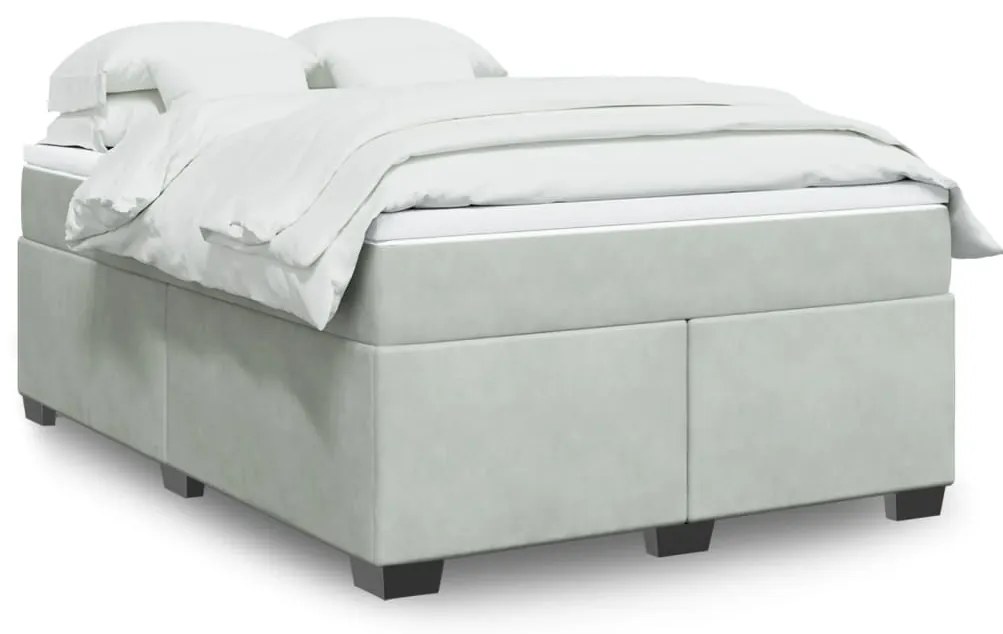 Box spring postel s matrací světle šedá 140x190 cm samet 3285281