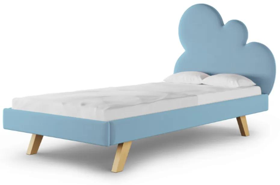 MINKO Čalouněná jednolůžková postel CLOUD do dětského pokoje Zvolte barvu: Modrá, Zvolte rozměr: 120x200 cm, Zvolte stranu: Vlevo