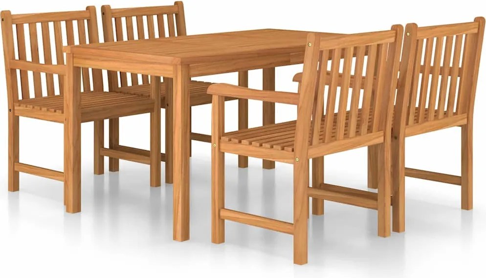 5dílná zahradní jídelní sada 140 x 80 cm masivní teakové dřevo 3059931