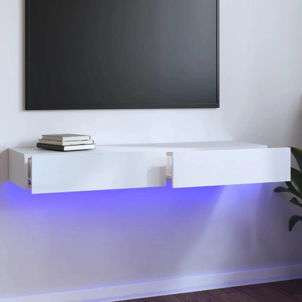 TV skříňka s LED osvětlením bílá vysoký lesk 120 x 35 x 15,5 cm - Default Title