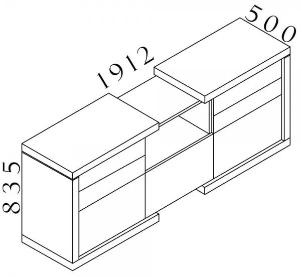 Nízká skříň Lineart 191,2 x 50 x 83,5 cm / Tmavý jilm a antracit