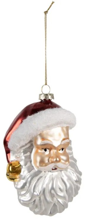 Skleněná vánoční ozdoba Santa Claus se zlatou rolničkou na čepici – 12 cm