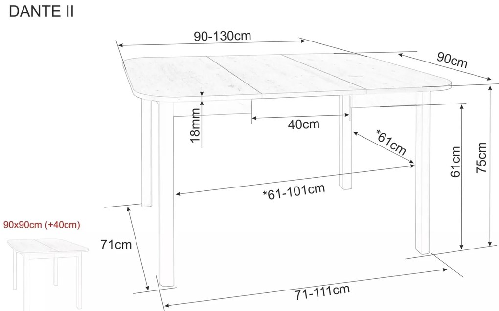 Rozkládací jídelní stůl Dante II 90/130 dub cremona torro/kašmír