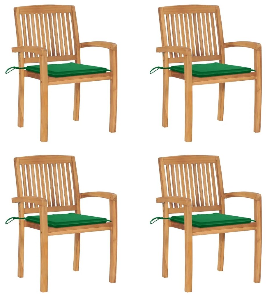 Stohovatelné zahradní židle s poduškami 4 ks masivní teak 3073215