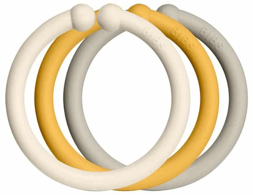 Bibs Loops kroužky 12 ks Ivory-honey-bee-sand