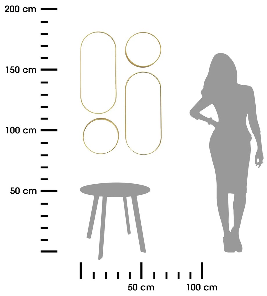 Zrcadlo Lunea, zlaté, sada 4ks