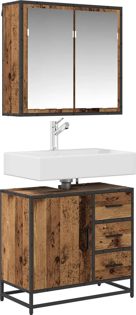 Sada koupelnového nábytku 2 ks Staré dřevo 80 x 33 x 60 cm 3402459
