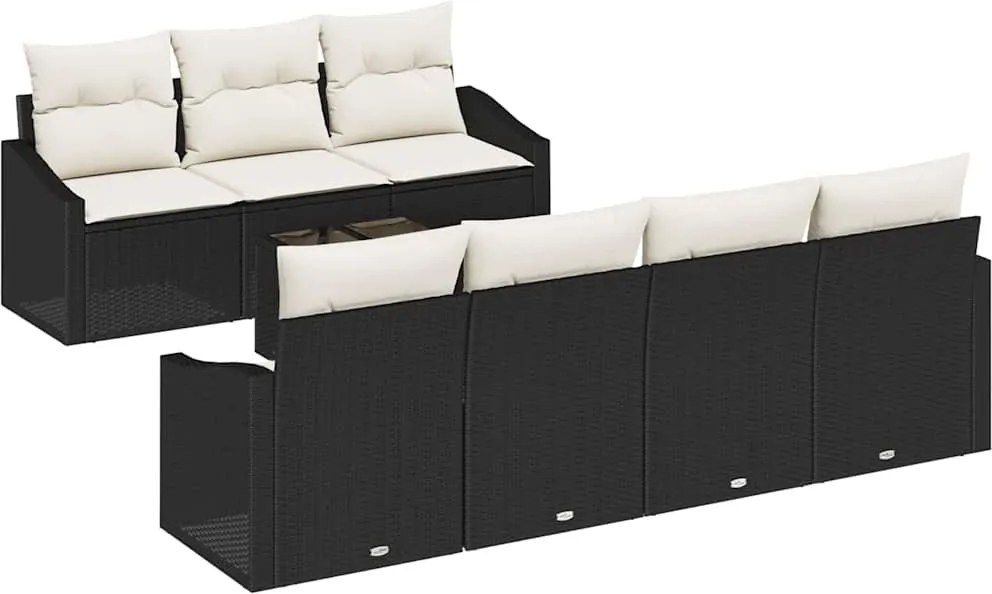 Set pohovek 8 ks Černá a krémová polyratan 3346627