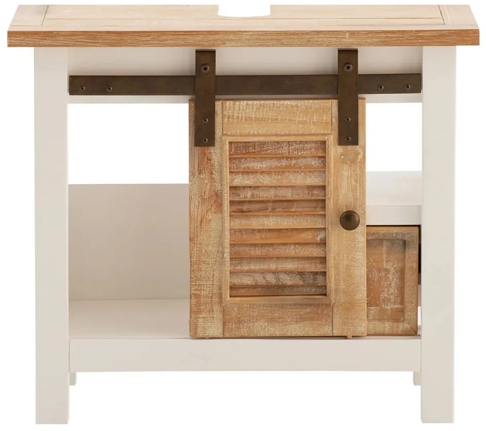 furniture-nabytek.cz - Masivní spodní skříňka pod dřez Caprino z borovice a MDF, lakovaná, bílá/hnědá – 70×35×60 cm
