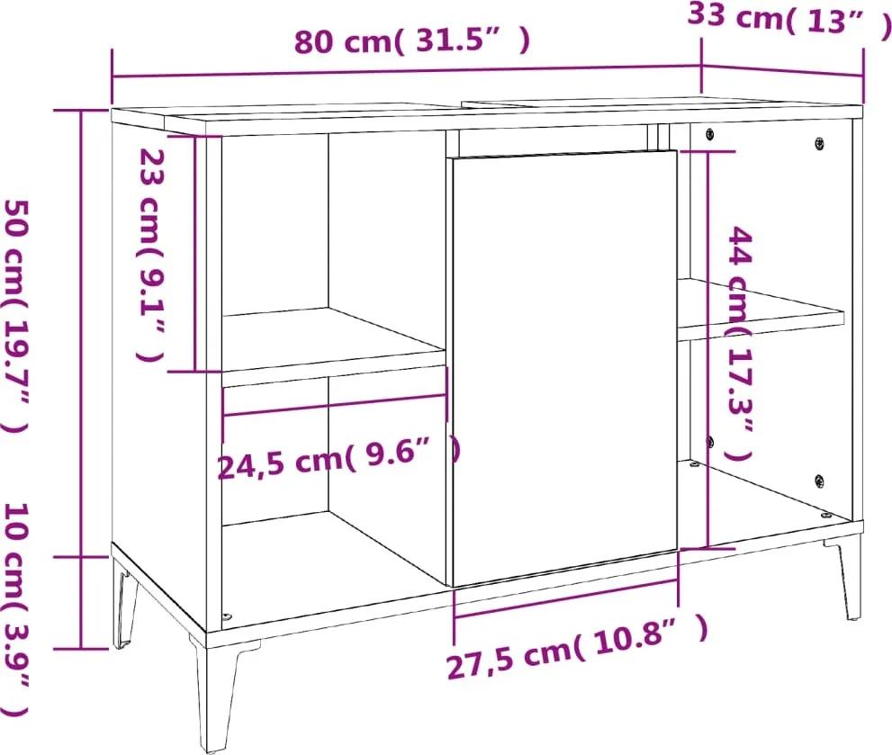 vidaXL 3dílný set koupelnového nábytku kompozitní dřevo [3185624] Barva: Betonová šedá