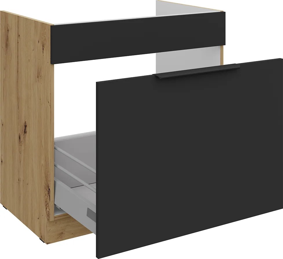 ARIA ac | dolní skříňka 80 ZL 1S dřezová | 80 cm | PREMIUM BOX | artisan/černá