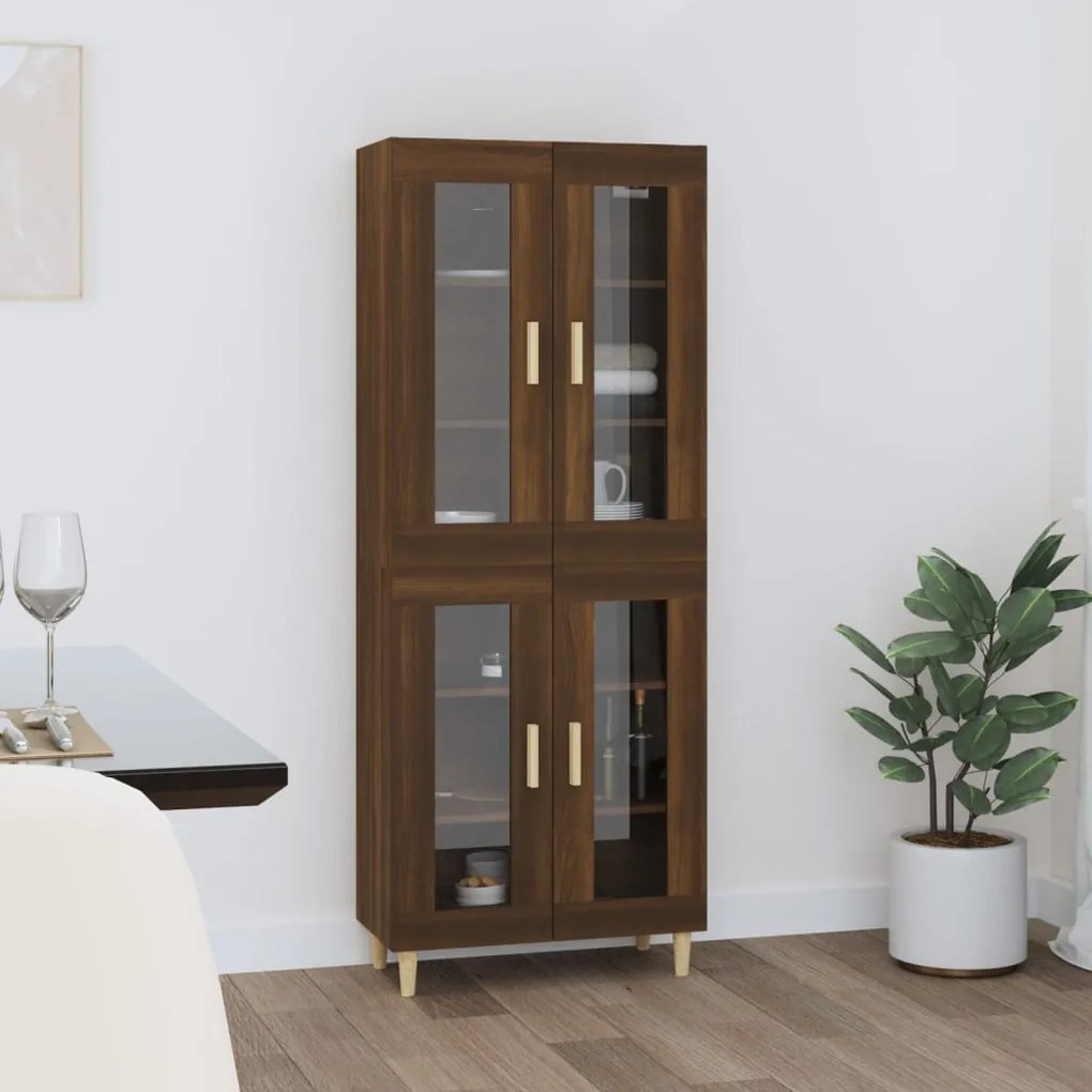 3114835 vidaXL Skříň highboard hnědý dub 69,5 x 34 x 180 cm kompozitní dřevo