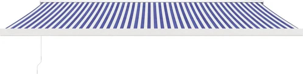 vidaXL Zatahovací markýza modrá a bílá 5 x 3 m textil a hliník [3154525]