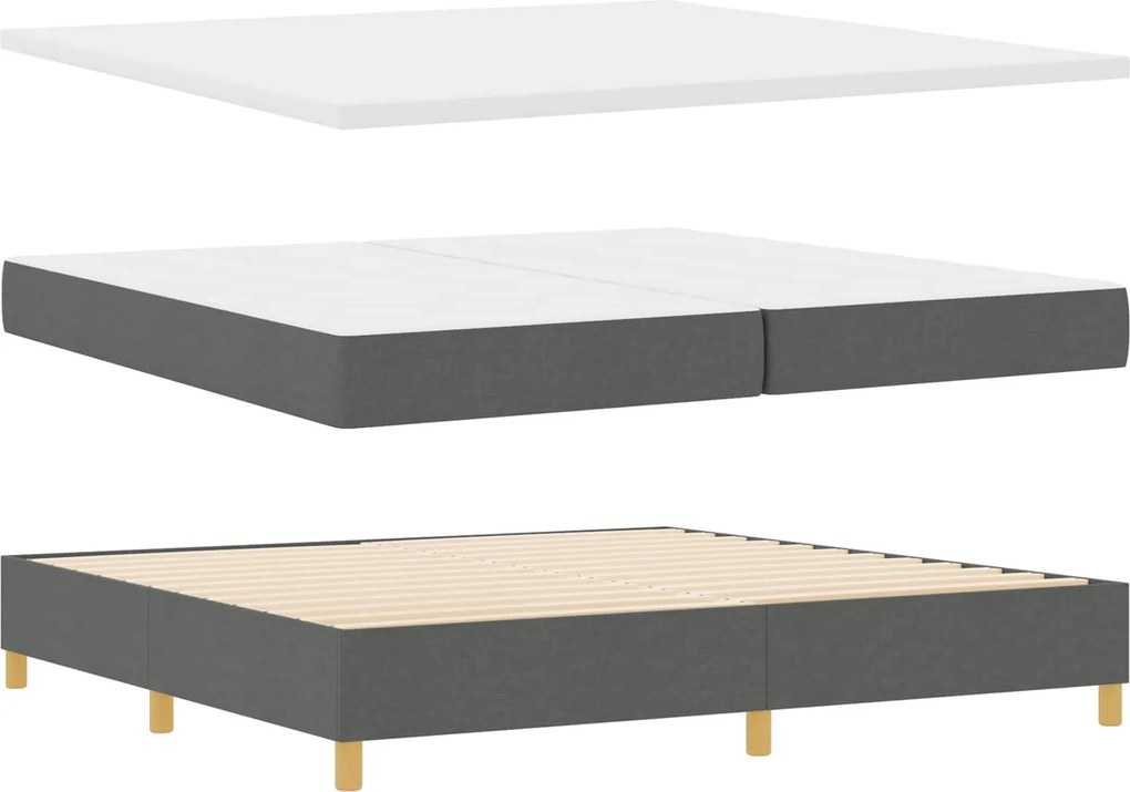 Postel s boxspringem s čelo Tmavě šedá 200 x 200 cm textil 3344402