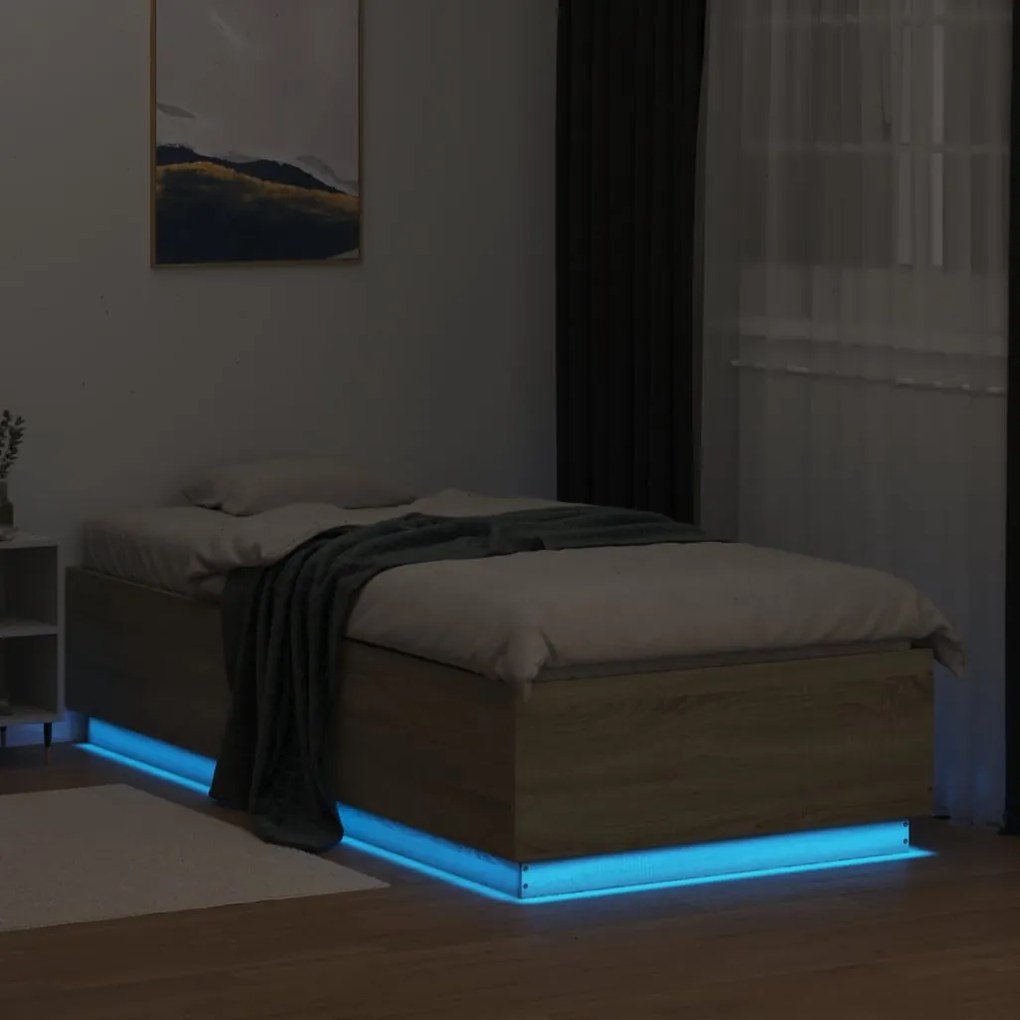 Rám postele s LED osvětlením dub sonoma 100 x 200 cm kompozit 3209627