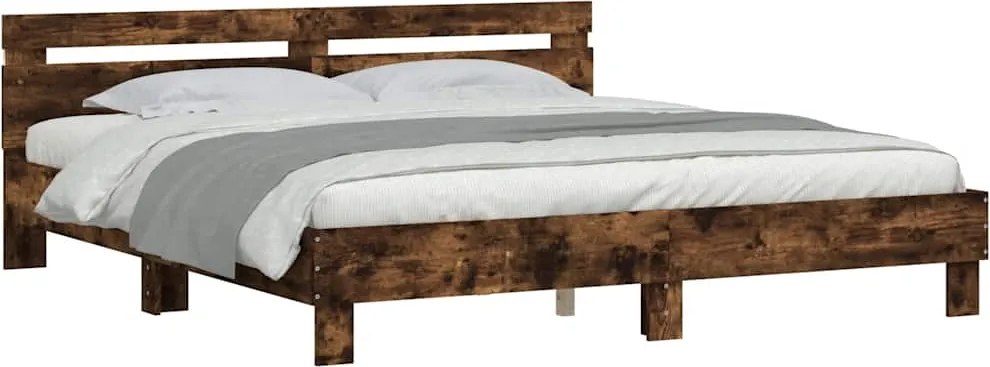 Rám postele s čelem a LED osvětlením kouřový dub 180 x 200 cm 3207529