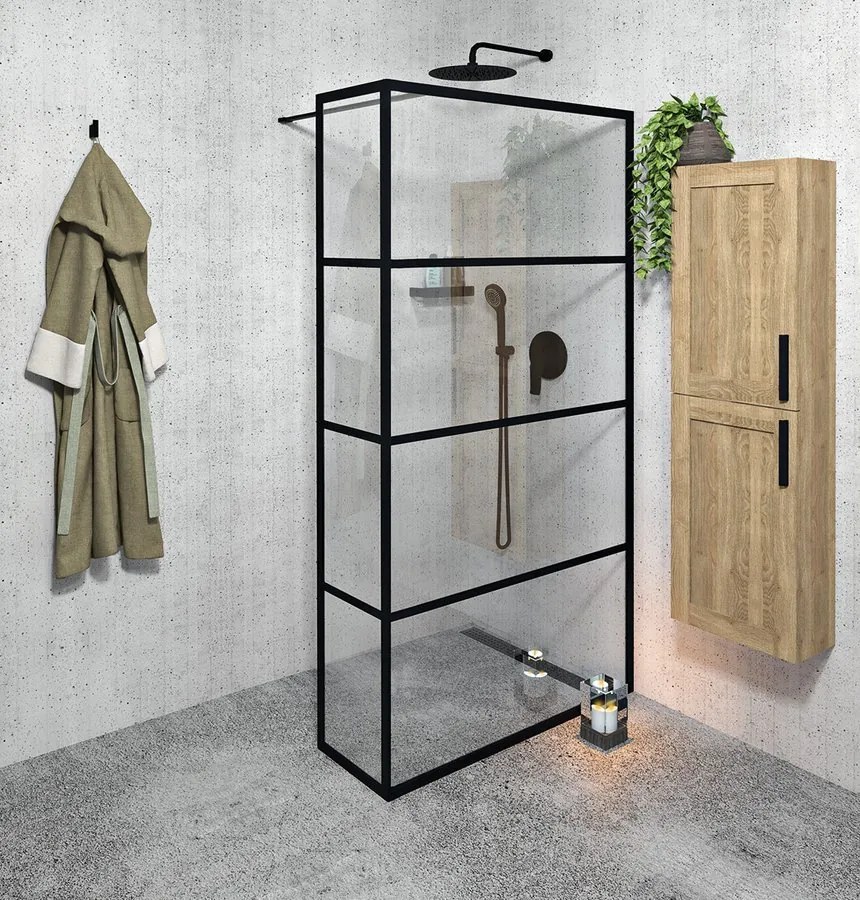 Gelco, CURE BLACK sprchová zástěna 1000 mm, čiré sklo, CB100