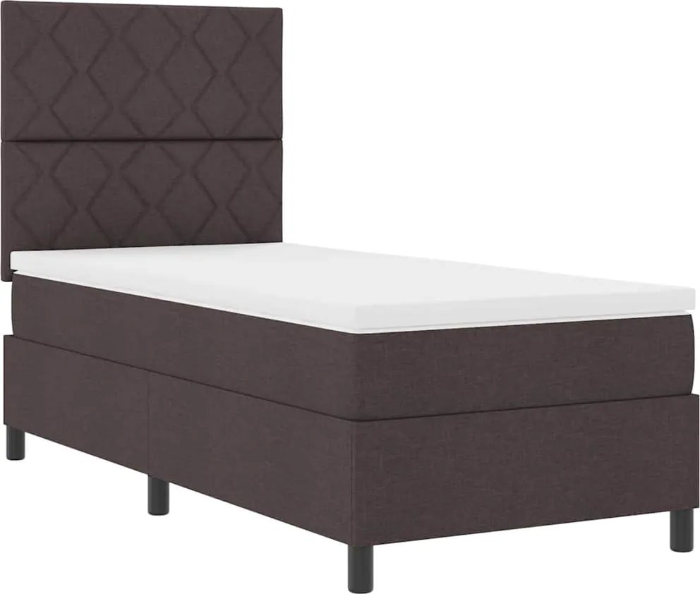 Postel s boxspringem s čelo Tmavě hnědá 90 x 190 cm textil 3339430