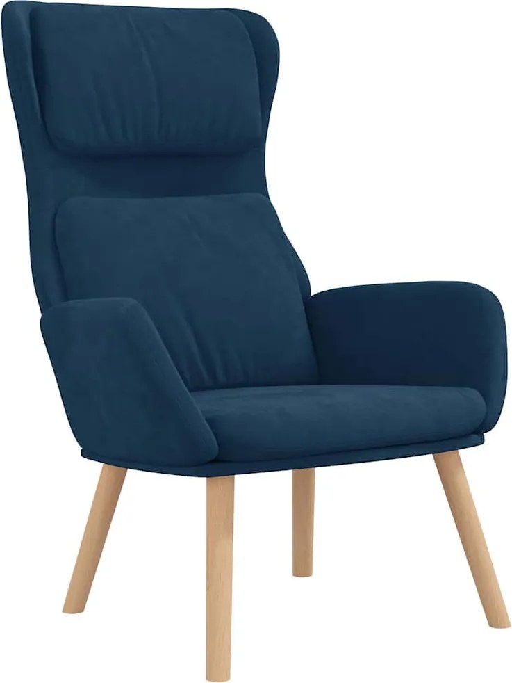 Relaxační křeslo se stoličkou modré samet 3097830