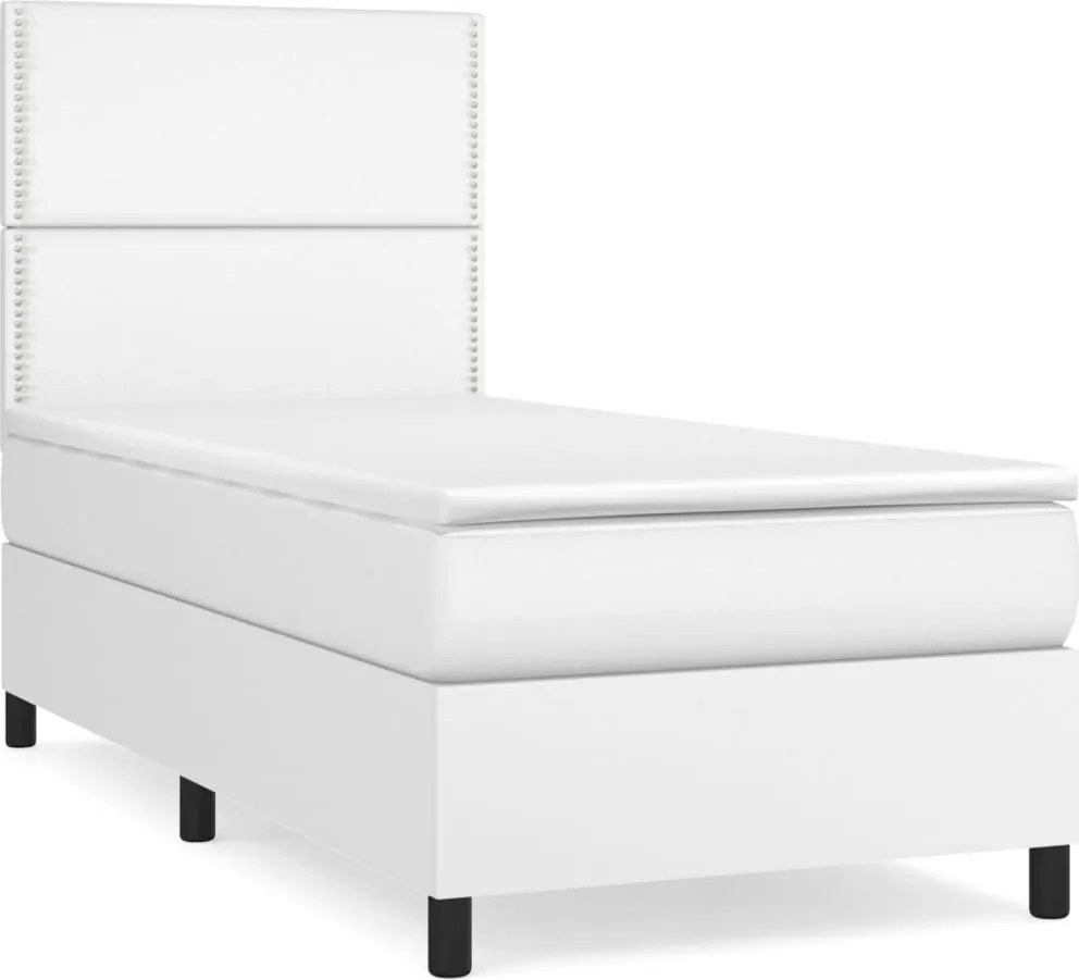 Box spring postel s matrací bílá 100x200 cm umělá kůže 3142768