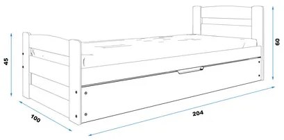 Dětská postel ERNIE 200x90 cm Borovice