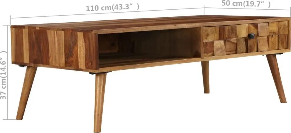 vidaXL Konferenční stolek z masivního sheeshamu 110x50x37 cm medový [246201]