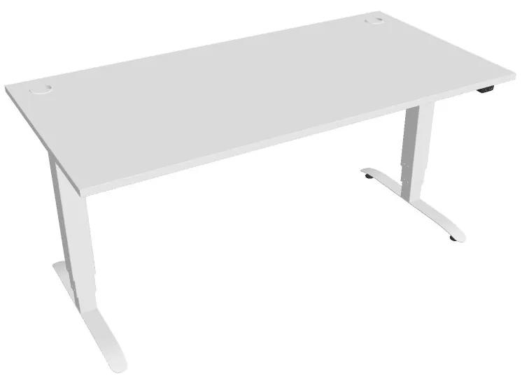 Elektr. nastavitelný stůl 160x80 - HOBIS MOTION MS 3 1600 Dekor stolové desky: bílá, Barva kovové podnože: bílá