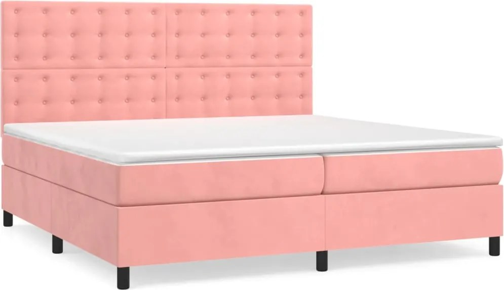 Box spring postel s matrací růžová 200x200 cm samet 3143288