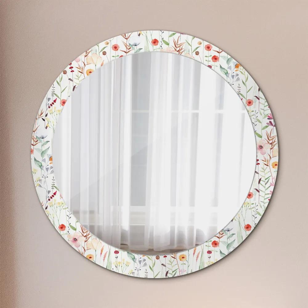Kulaté zrcadlo tištěný rám Divoké květiny fi 80 cm