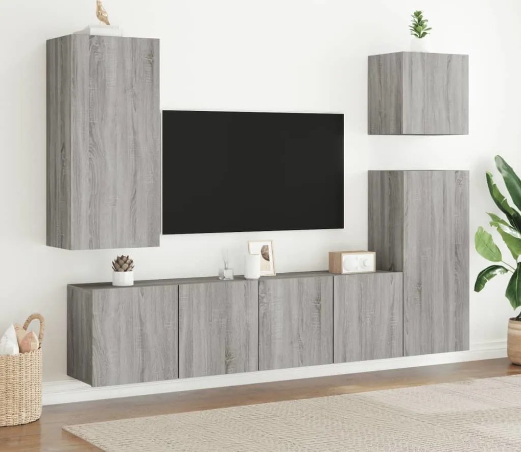 vidaXL 5dílná obývací stěna kompozitní dřevo [3216451] Barva: hnědý dub