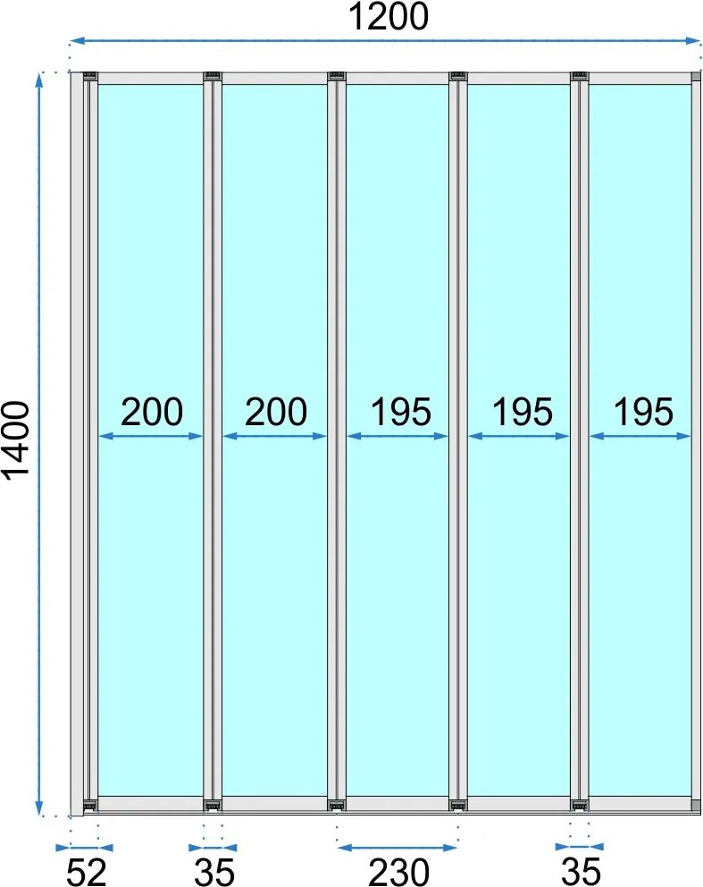 Rea Idea, vanová zástěna, 5-křídlová, 120 x 140 cm, chrom-transparentní, REA-W0850