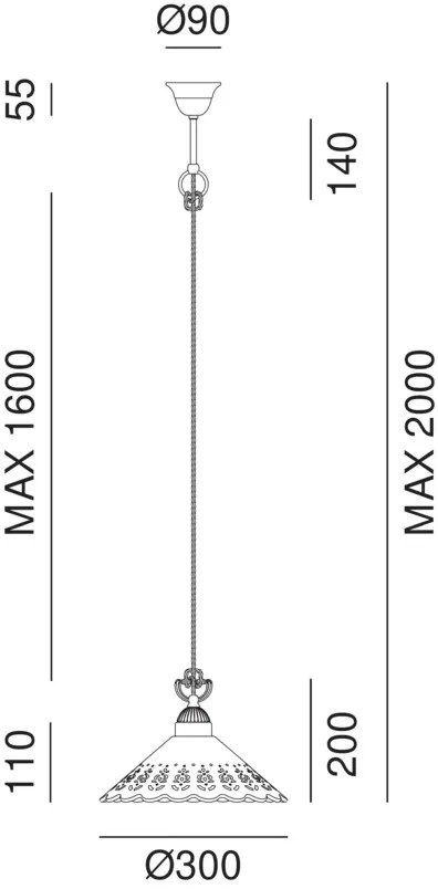 Il Fanale Rustikální závěsné svítidlo FIOR DI PIZZO ø 300 mm