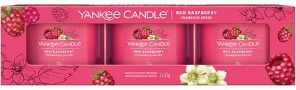 Yankee Candle Sada Votivní svíčky ve skle Red Raspberry, 3 x 37 g