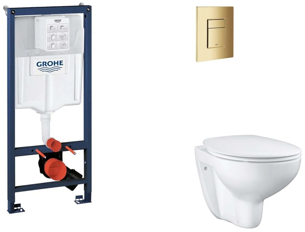 Grohe Rapid SL - Set předstěnové instalace, klozetu, sedátka SoftClose a tlačítka Skate Cosmopolitan, Cool Sunrise SANI11BB4122