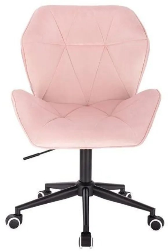 LuxuryForm DESIGN Otočná židle MILANO MAX VELUR na černé podstavě s kolečky - světle růžová