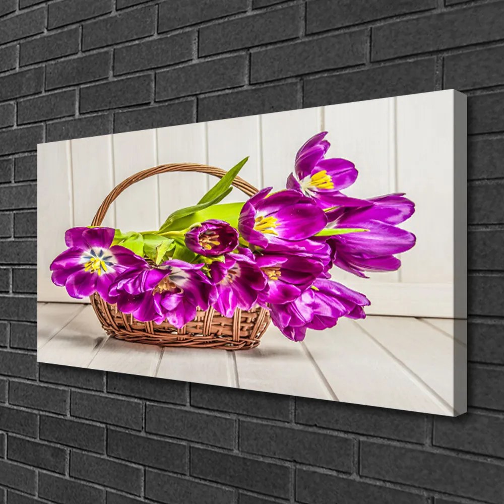 Obraz na plátně Květiny v Košíku 100x50 cm