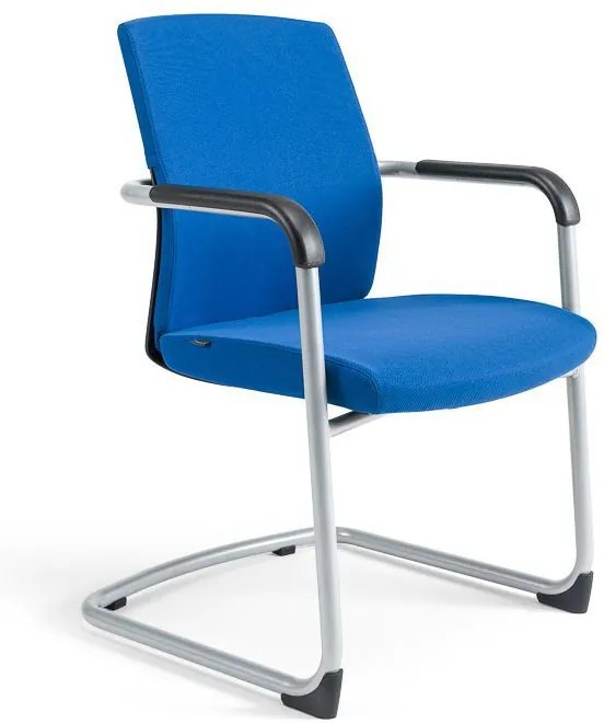 Jednací židle čalouněná, černý plast, tmavě modrá 211 - JCON