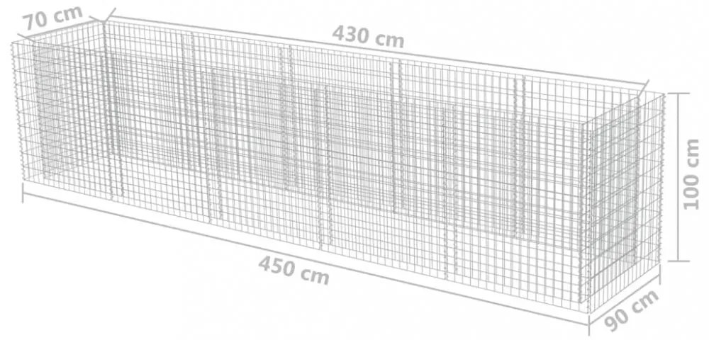 Gabionový vyvýšený záhon pozinkovaná ocel Dekorhome 450x50x100 cm