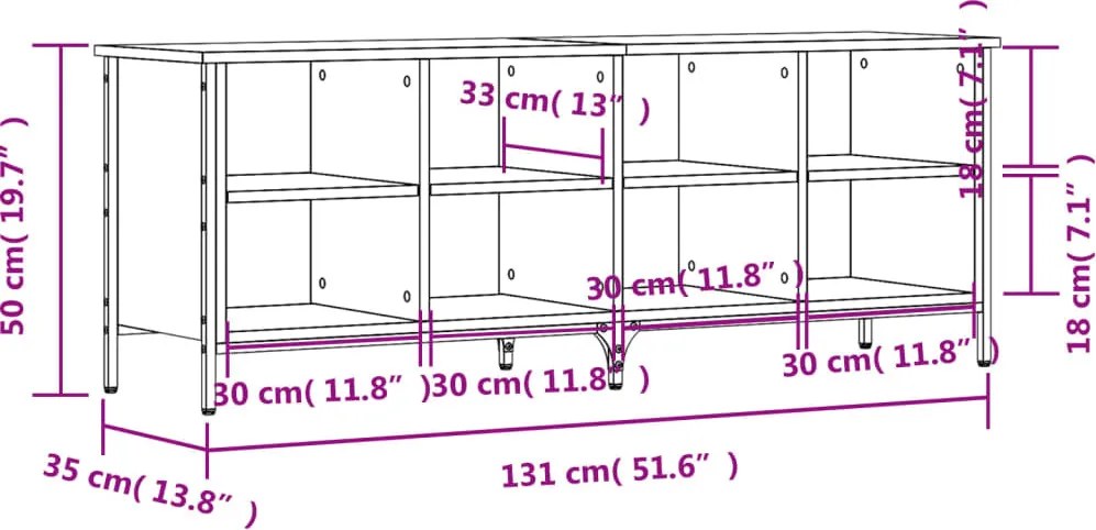 vidaXL Botník 131 x 35 x 50 cm kompozitní dřevo [831850] Barva: kouřový dub