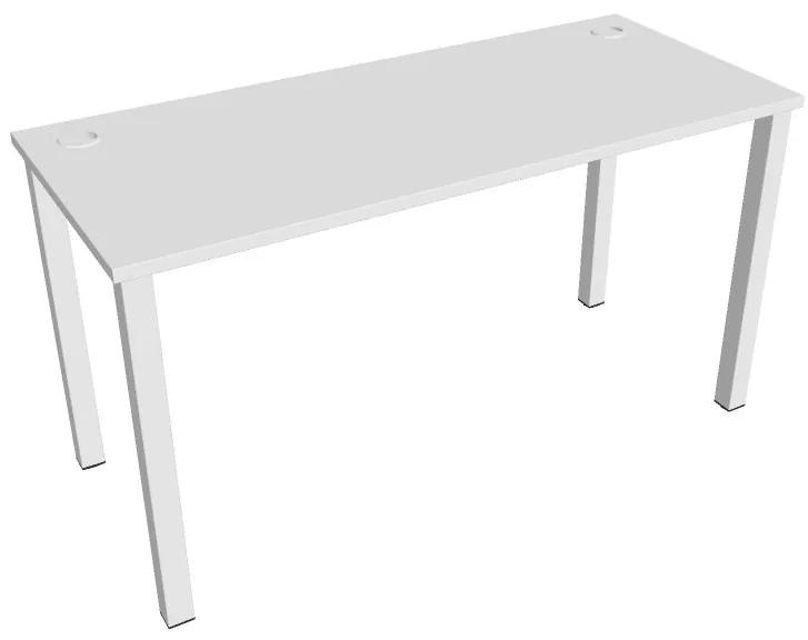 Stůl pracovní rovný 140 cm hl. 60 cm - Hobis Uni UE 1400 Dekor stolové desky: bílá, Barva nohou: bílá