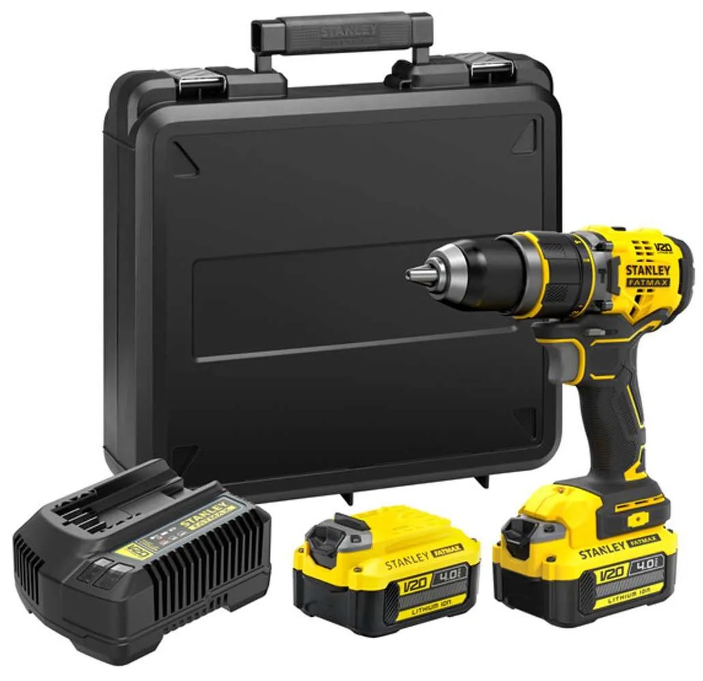 Stanley - 18V AKU vrtačka s příklepem, 2x aku 4,0 Ah Li-ion, nabíječka SFMCD721M2K-QW