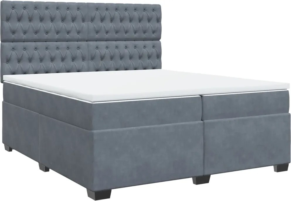 Box spring postel s matrací tmavě šedá 200x200 cm samet 3291009