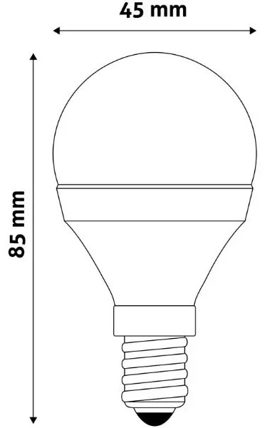 LED žárovka E14 6,5W 540lm G45, teplá, ekv. 44W