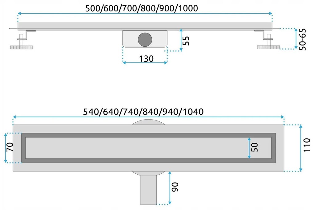 Odtokový žlab REA NEOX PRO 60 cm, broušený nikl