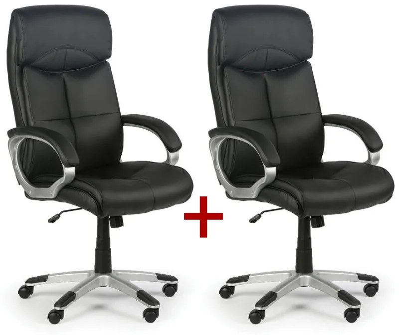 Kožené kancelářské křeslo FOSTER 1+1 ZDARMA, černá