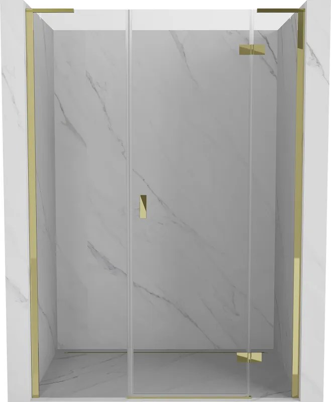 Mexen Mist-H L, 1-křídlé sprchové dveře pravé 145 cm, čiré sklo, zlatý lesklý profil, 8A5L-145-001-50-00-P